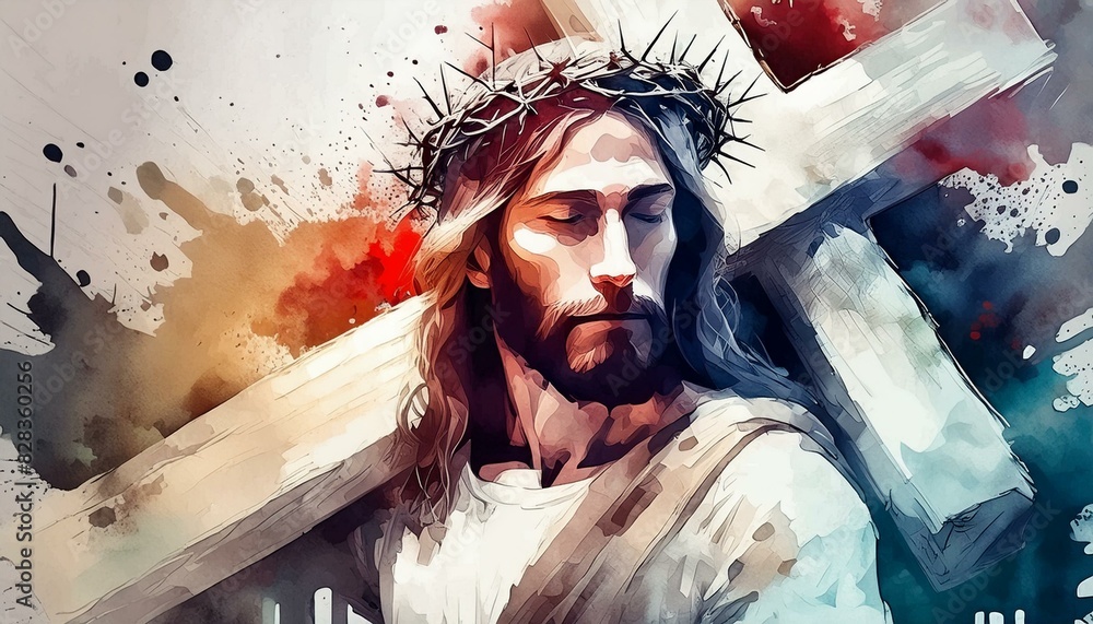 Jesus Christ Carrying the Cross - Christ on the way of his Crucifixion - Jesus on the way to ...