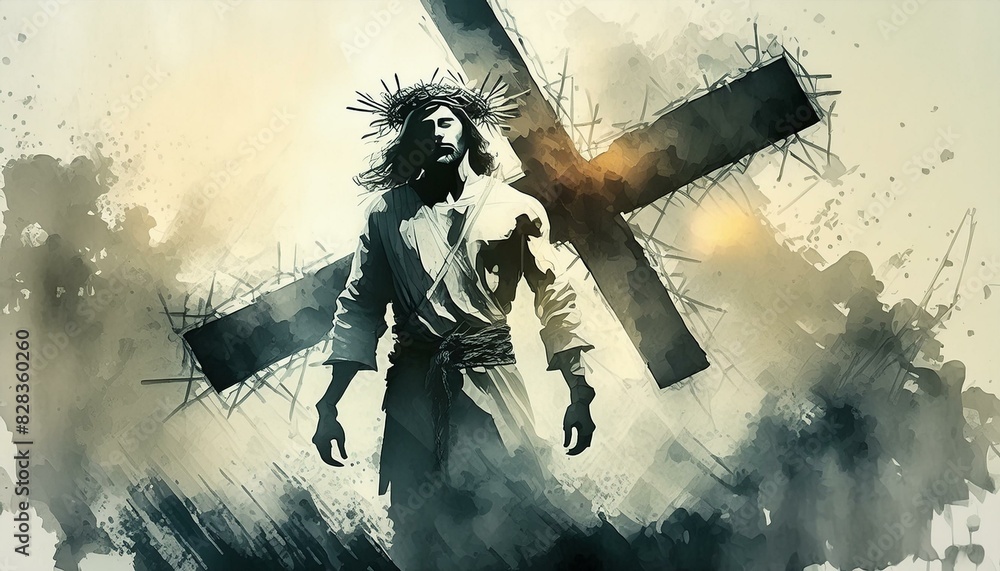 Jesus Christ Carrying the Cross - Christ on the way of his Crucifixion ...