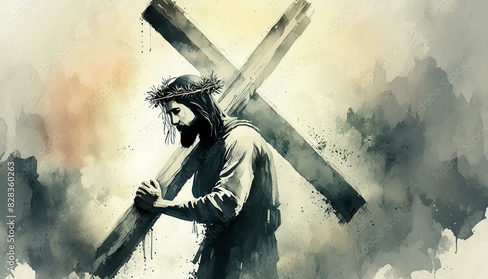 Jesus Christ Carrying the Cross - Christ on the way of his Crucifixion ...