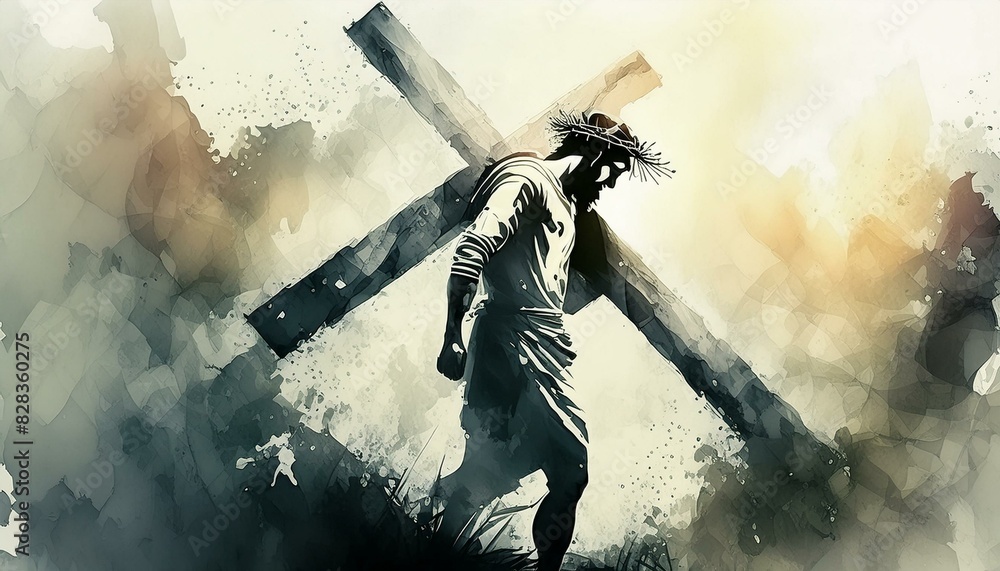 Jesus Christ Carrying the Cross - Christ on the way of his Crucifixion - Jesus on the way to ...