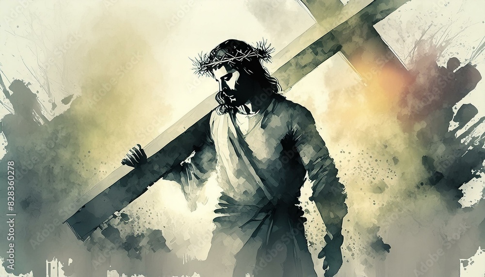 Jesus Christ Carrying the Cross - Christ on the way of his Crucifixion - Jesus on the way to ...