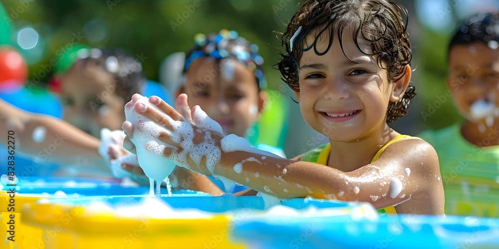 Encouraging Children to Wash Hands with Soap to Prevent Spread of Germs ...