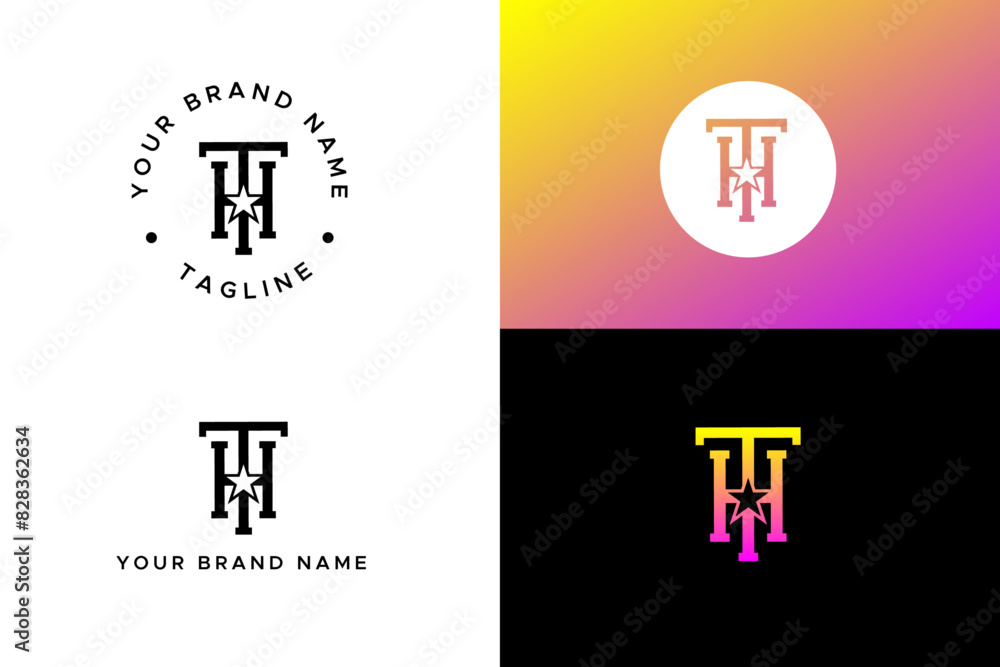 TH star symbol, monogram, letterform logo, TH symbol, monogram ...