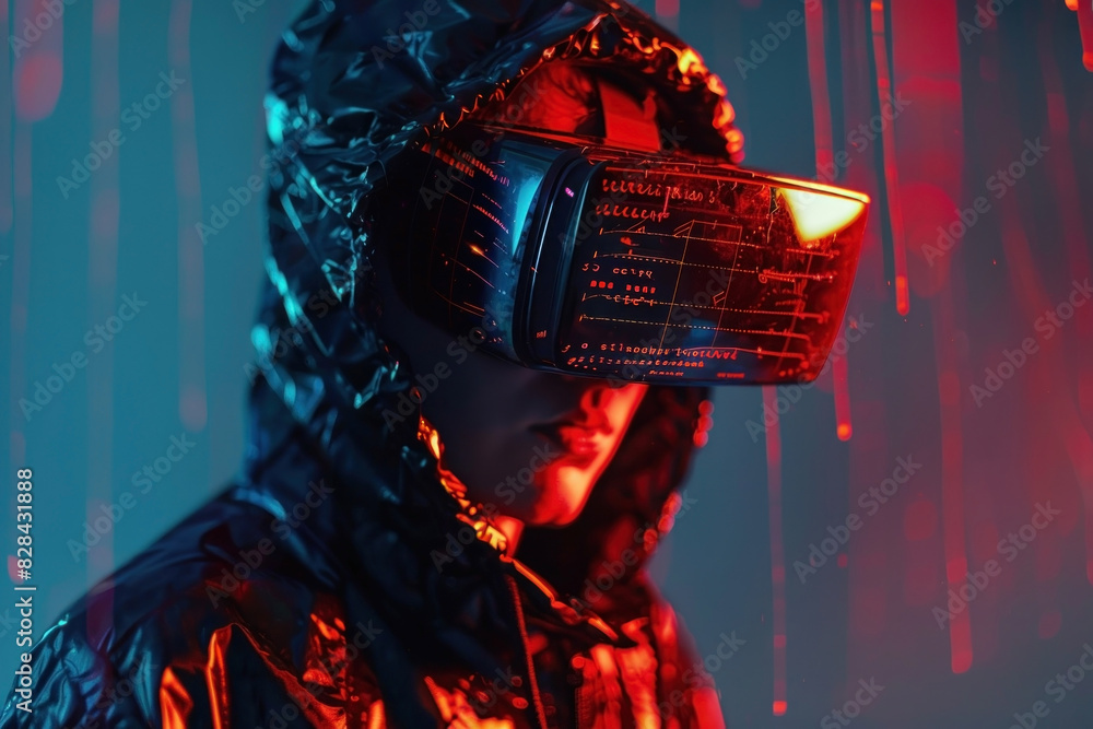 Virtual reality cyber attack simulation, minimalist clean background ...