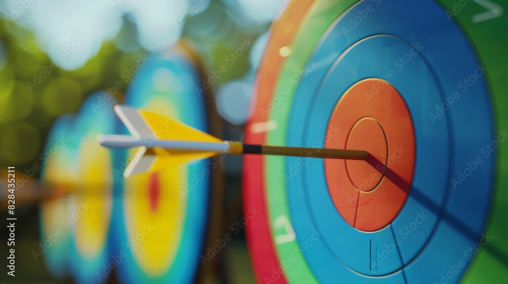 Lively Olympic Games scene with cheerful archer cartoon characters. Fun ...