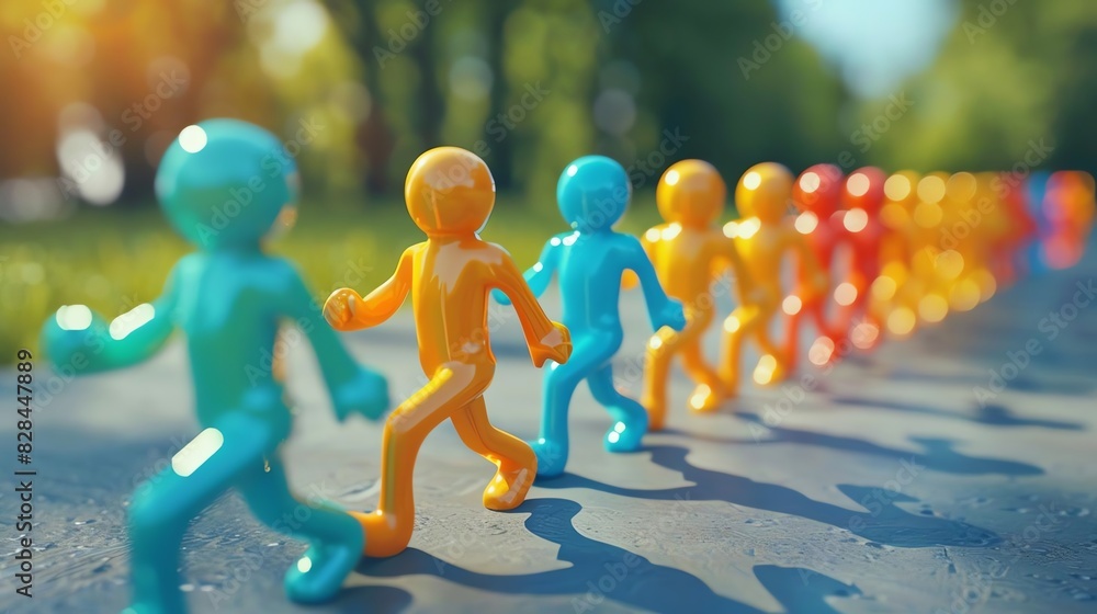 Team Building Exercise 3D figures participating in teambuilding ...