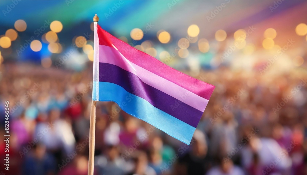 bisexual flag on the background of the pride parade, lgbt pride month ...