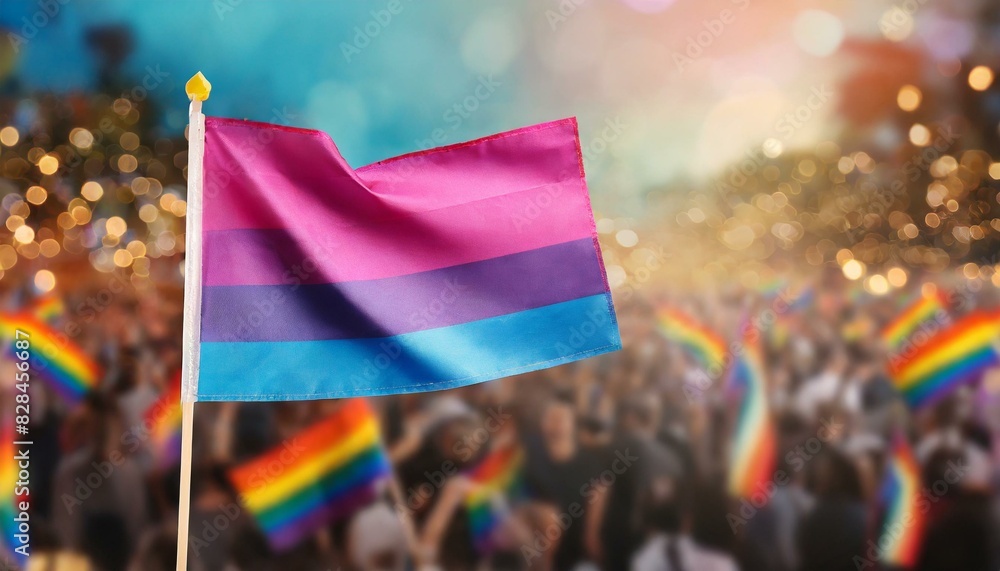 bisexual flag on the background of the pride parade, lgbt pride month ...