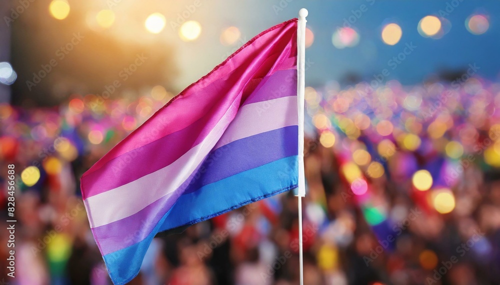 bisexual flag on the background of the pride parade, lgbt pride month ...