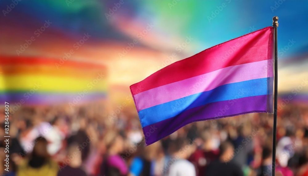 bisexual flag on the background of the pride parade, lgbt pride month ...