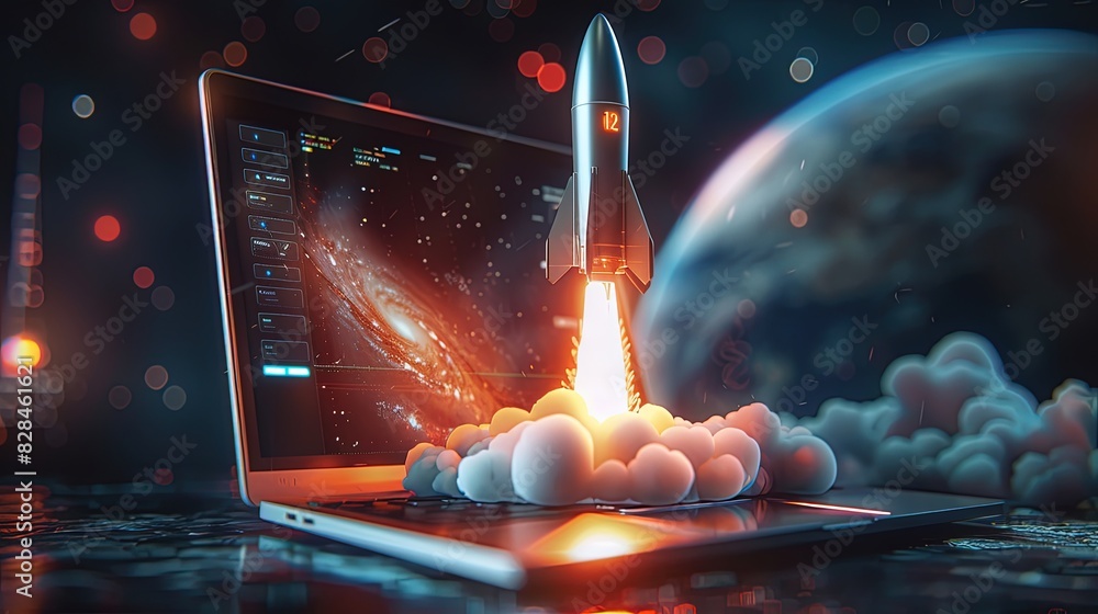 rocket launch for PC/ Laptop illustration, illustration of a rocket ...