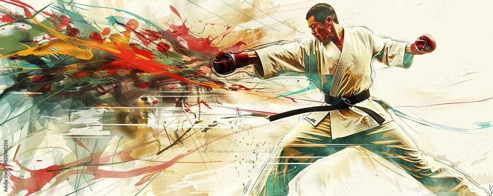 Olympic Paris 2024 Sport Abstract Karate Focus on abstract lines and ...