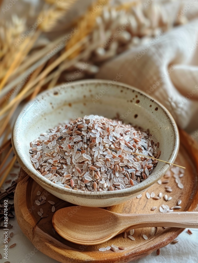 Stylish Raw Psyllium Husk Background for Healthy Recipes Generative AI ...