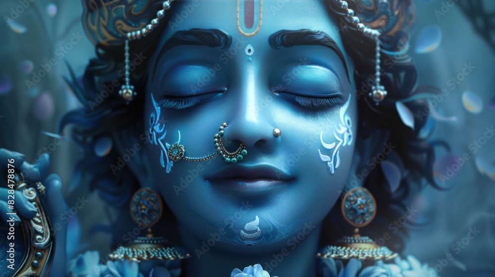 peaceful face of lord krishna Stock Photo | Adobe Stock