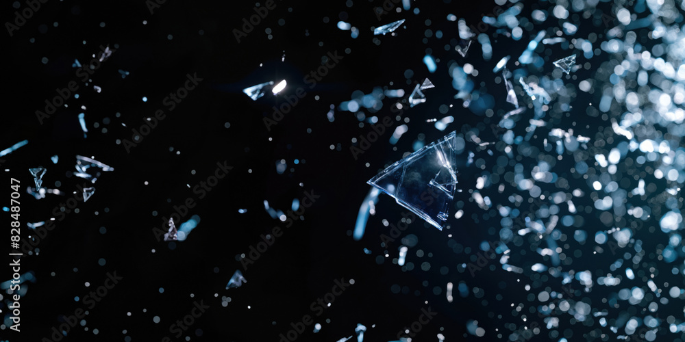 Glass texture featuring shattered fragments and bits of shards in mid ...