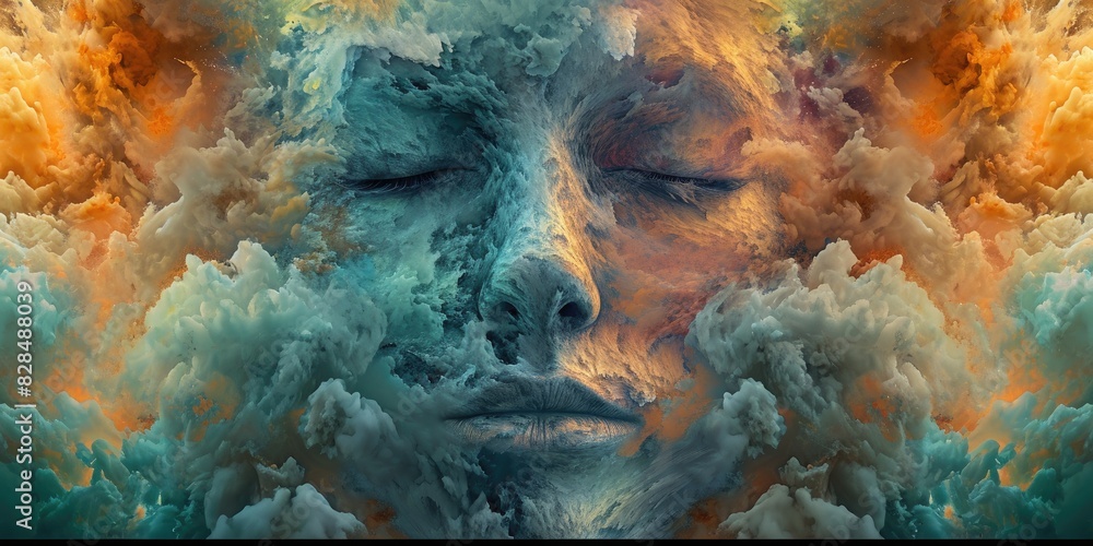 Surreal art: Faces seamlessly merge with swirling smoke, creating ...