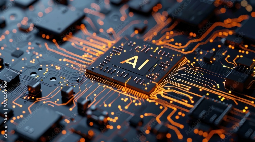 Photograph of a state-of-the-art microchip emblazoned with the name AI ...