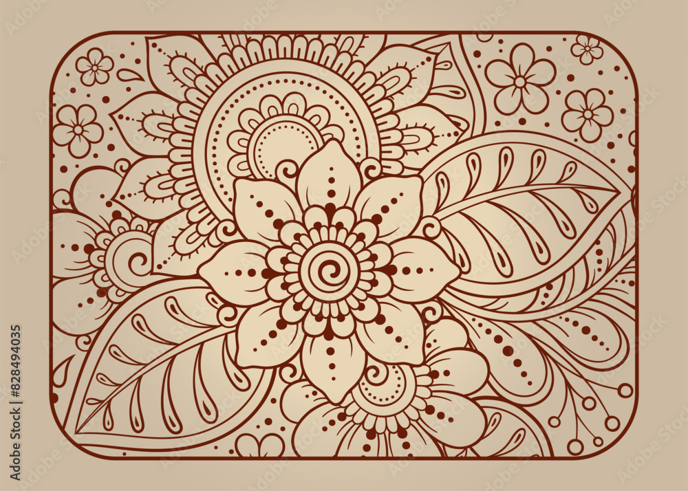 Stylized with henna tattoos decorative pattern for decorating covers ...