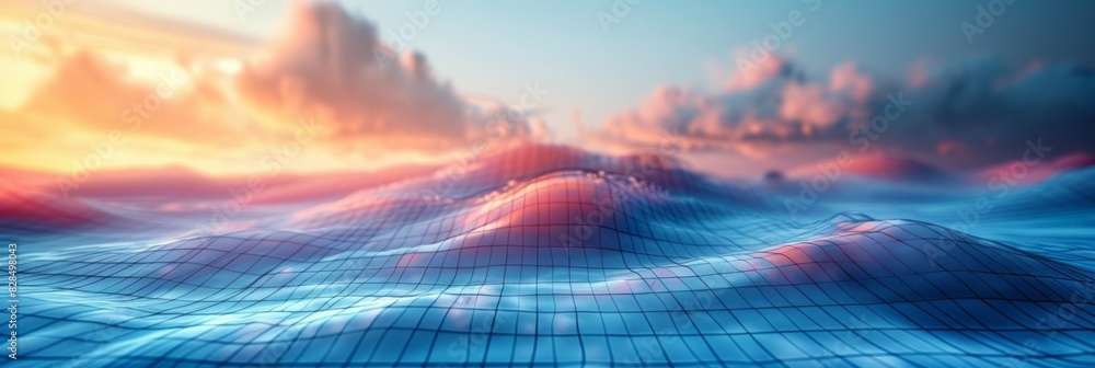 A digitally created depiction of a dynamic wave forming in the ocean ...