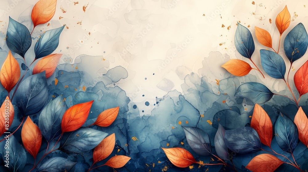 Modern abstract art leaf background. This is a custom design in a warm ...