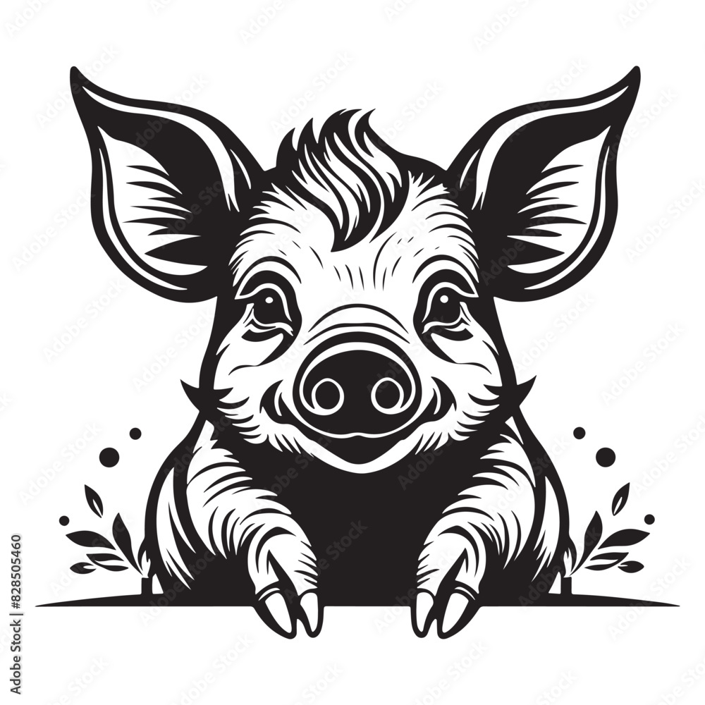 Vector of piglet designs on white background. Farm animals. Easy ...