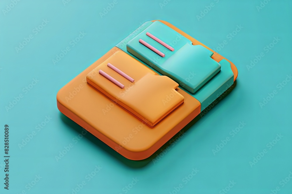 A vibrant 3D clay icon depicting a file folder with tabs and labels ...