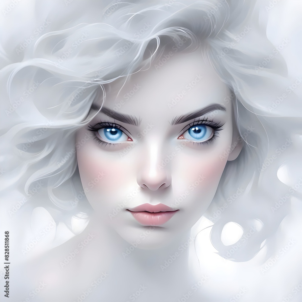 delicate-thin-pale-lines-of-the-face-drawing-plump-lips-slightly-open ...