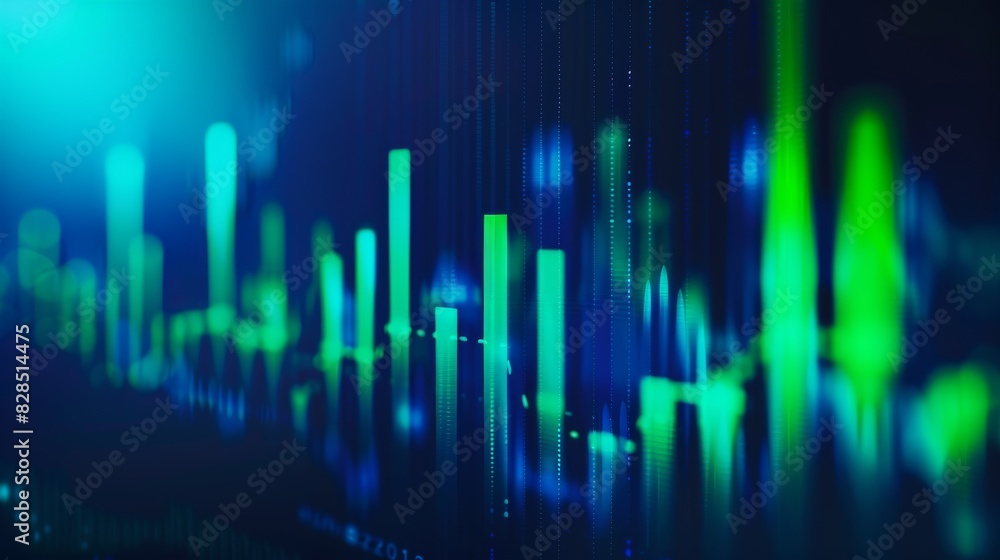 modern stock market background with blue and green colors, rising bar ...