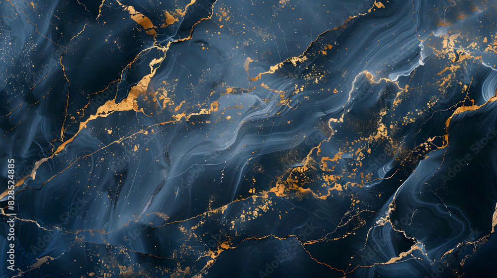 Blue marble stone background with golden veins. Emperador italian ...