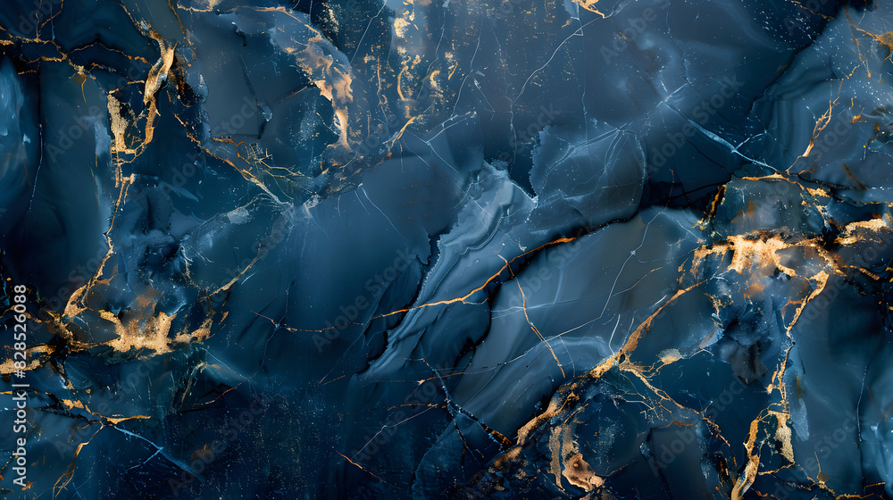 Blue marble stone background with golden veins. Emperador italian ...