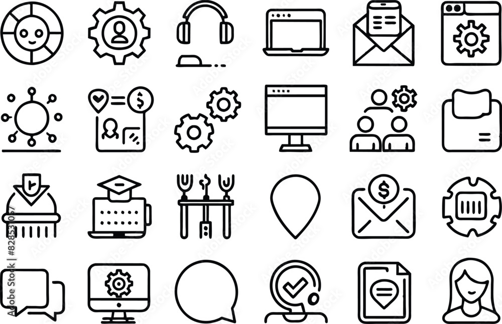 Setup and settings icon set. Full Vector illustration Outline Style ...