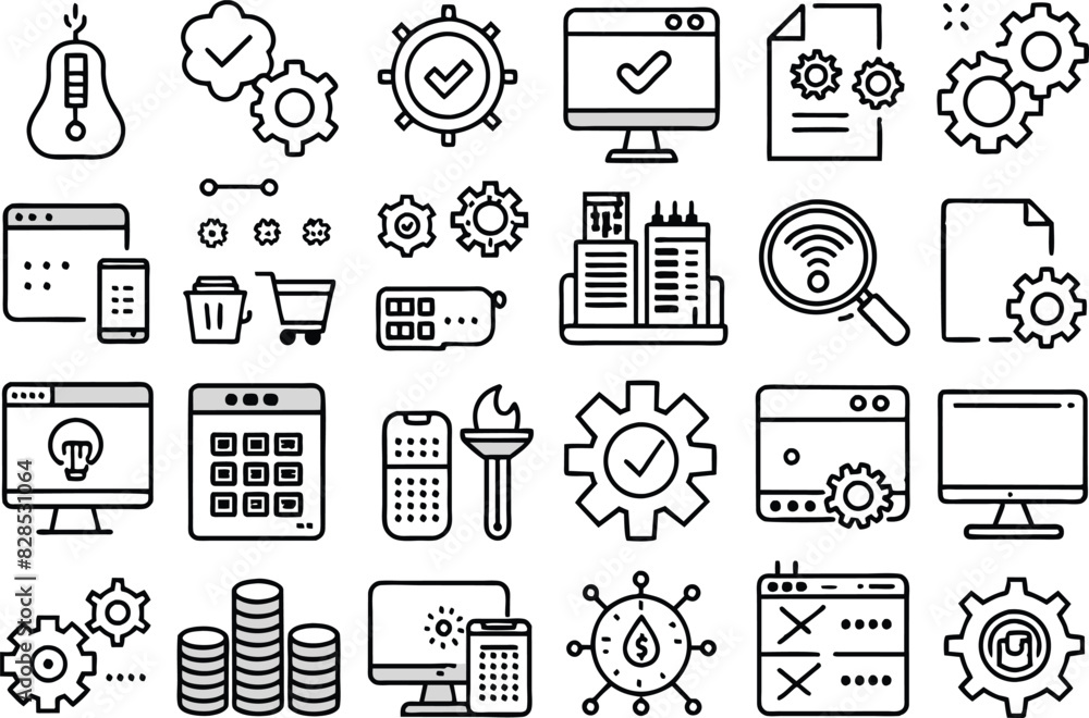 Setup and settings icon set. Full Vector illustration Outline Style ...
