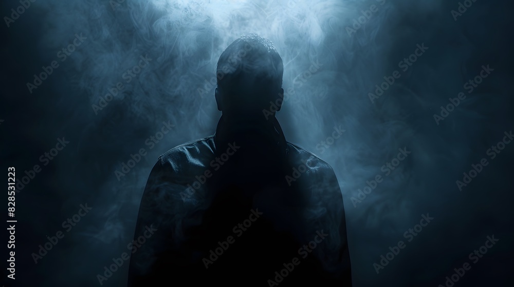 a lone figure shrouded in shadows, their face partially obscured ...