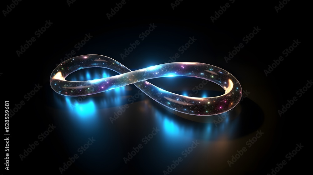 Glowing infinity symbol on black background. Infinity neon light symbol ...
