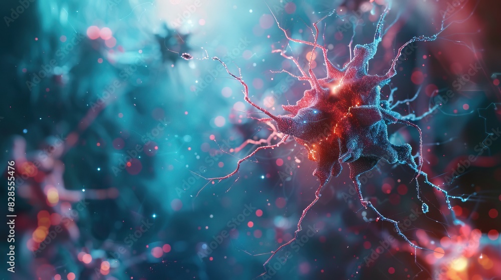 Abstract futuristic neural network with glowing nodes and pathways ...