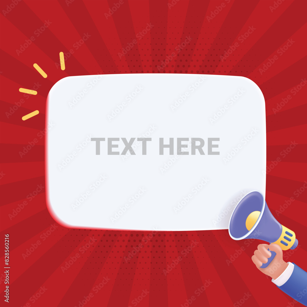 Announcement post banner. 3d vector render for alert and announcing on ...