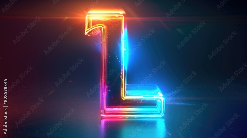 Bright neon letter L on a dark black background. Perfect for signage or ...