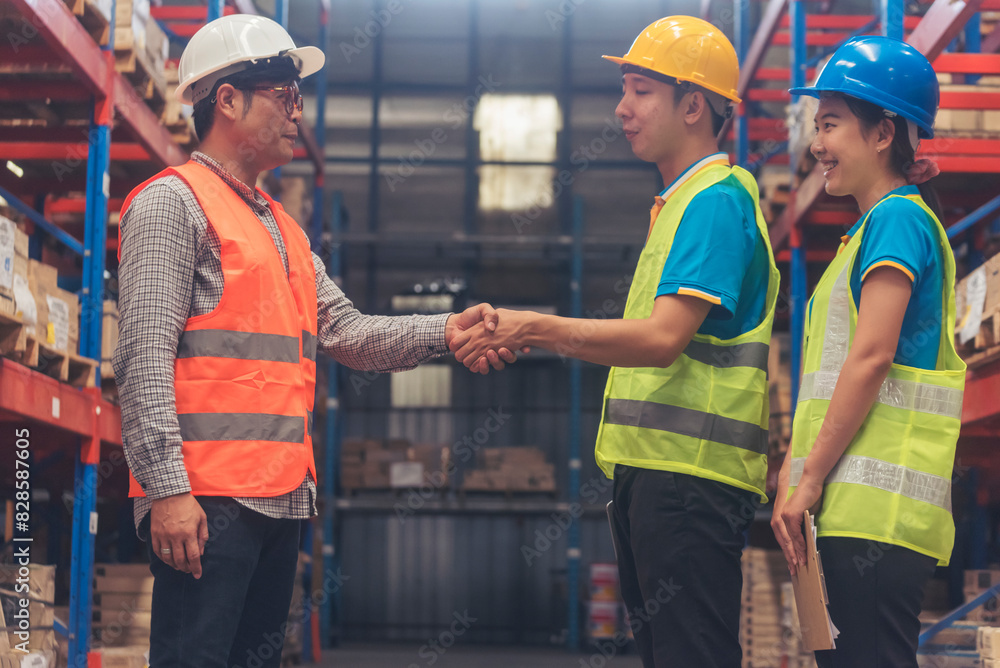 Asian Engineer man, women hands partnership. Coworker colleague ...