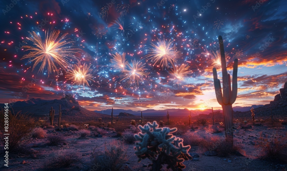 Dazzling Desert Fireworks Display Professional Independence Day Photos ...