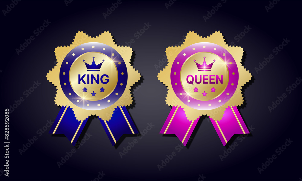 icon button gold label illustration king queen golden best badge, blue ...