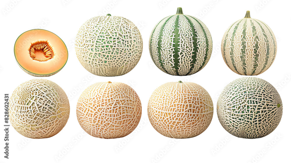 Variety of melons including cantaloupe, crenshaw, honeydew, and ...