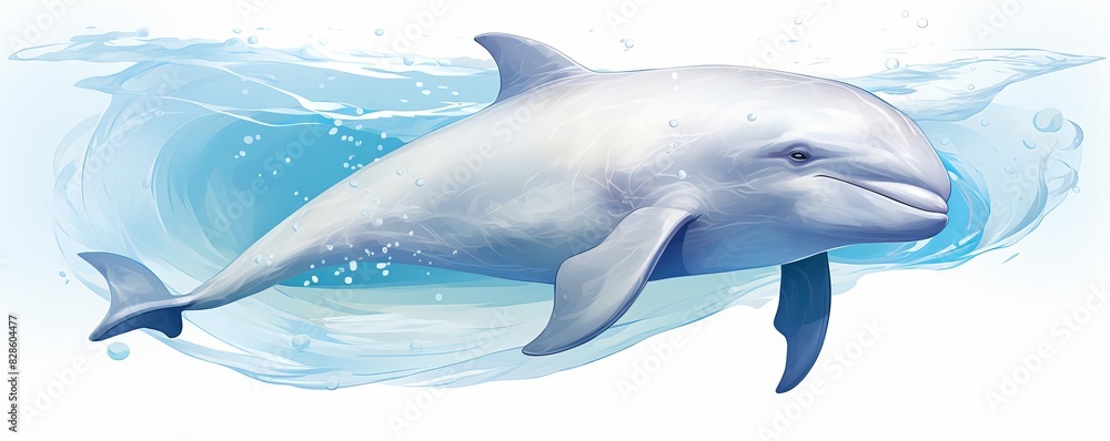 Create a mesmerizing birds-eye view of a majestic Beluga Whale swimming ...