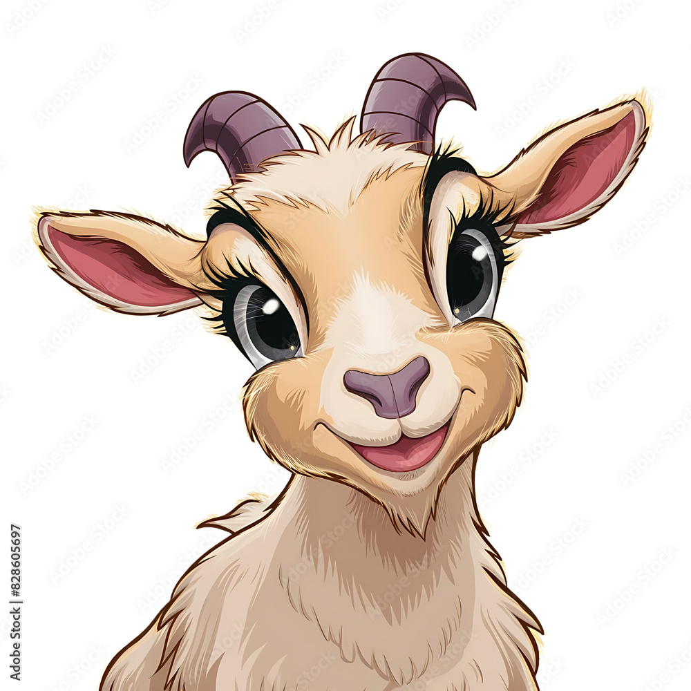 Cute cartoon Goat with ebony eyes sparkle | vector illustration ...