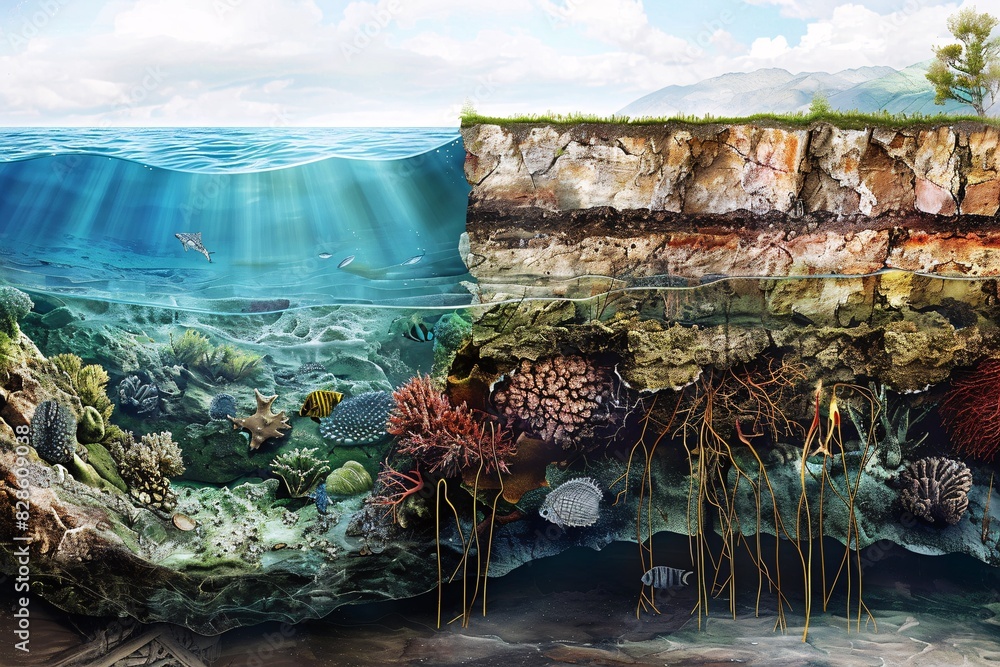 Side view cutaway showing sea level and ground level, illustrating the ...