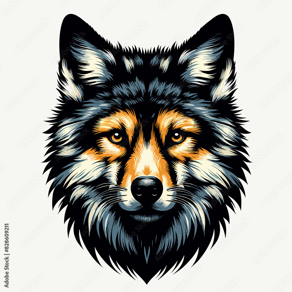 Digital Vector Illustration of a Maned Wolf - Isolated Black and White ...