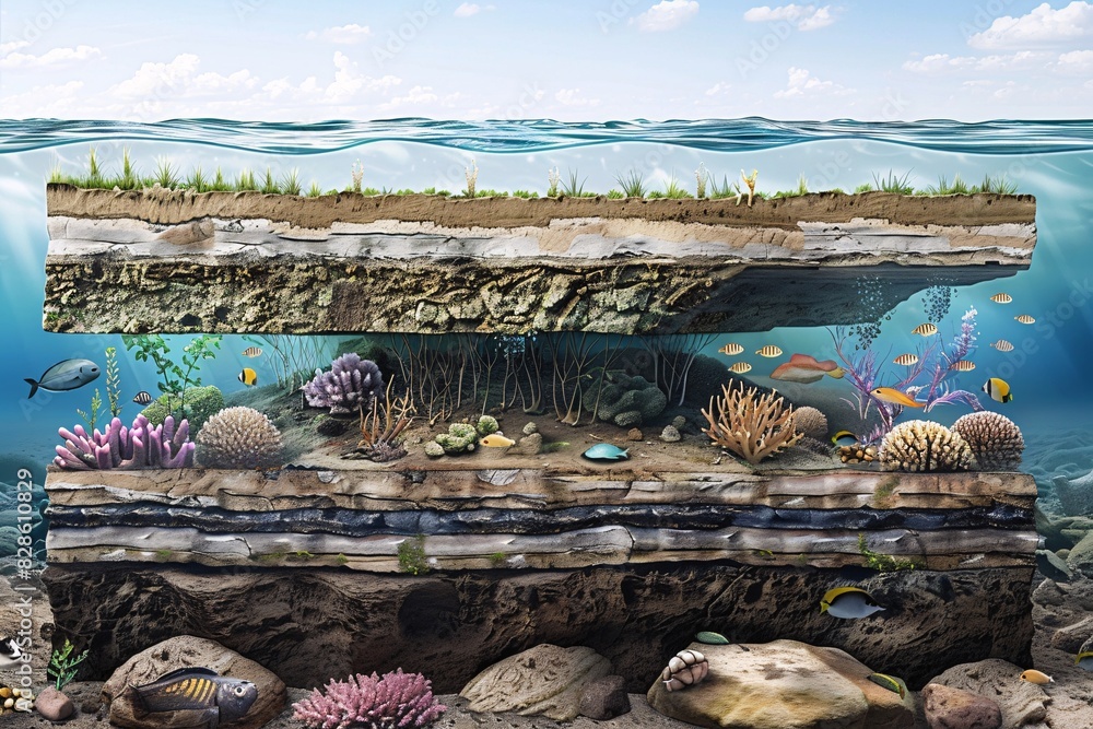 Side view cutaway showing sea level and ground level, illustrating the ...