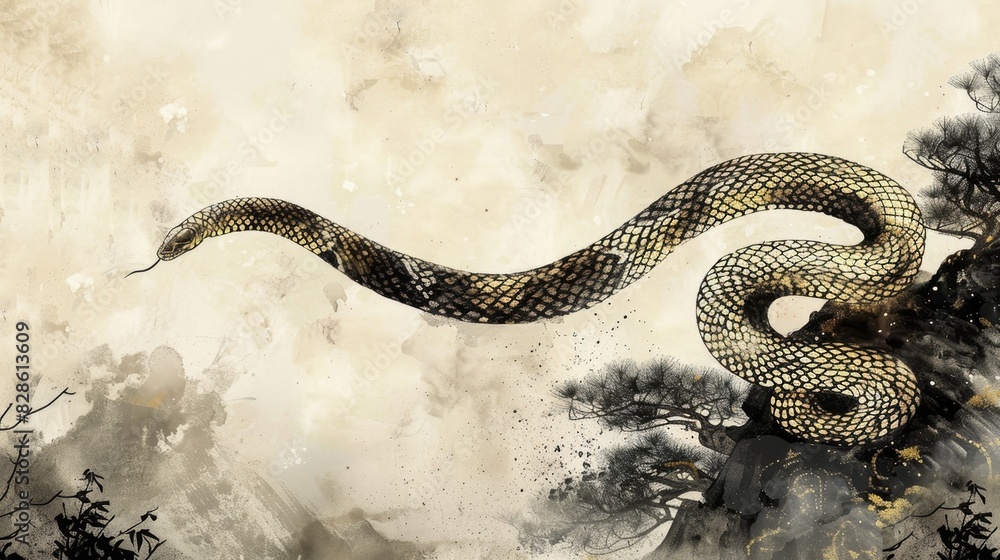 Ethereal Lunar Serpent - Elegant Chinese Ink Painting-Inspired 4K ...