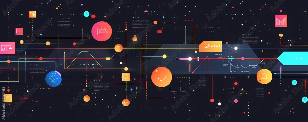 Imagine a flat design of a project timeline with key milestones Stock ...