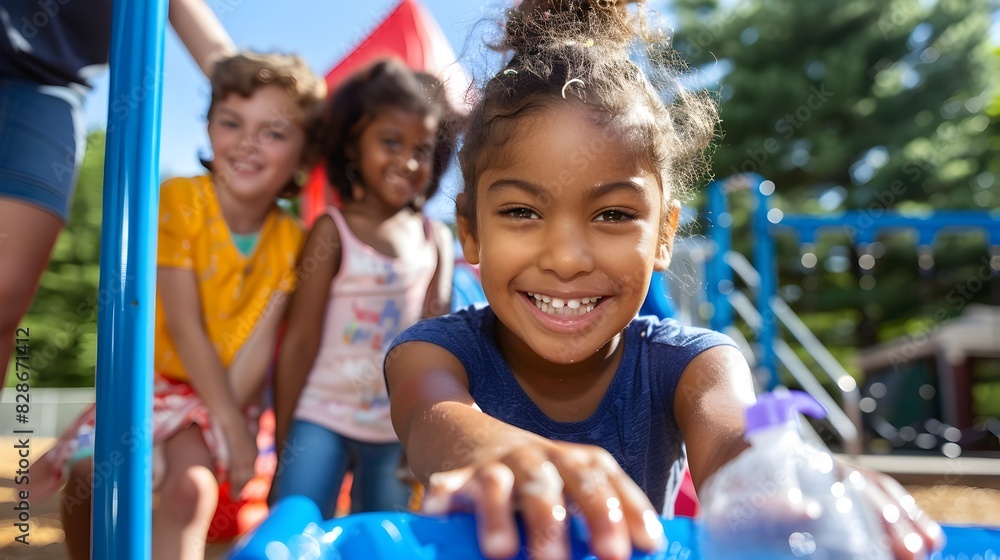 Children Playing Safely at the Playground: Practicing Hand Hygiene and ...
