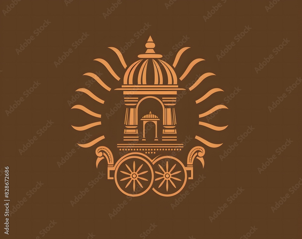 drawing of an ancient chariot with an Indian temple on top, Jagannatha ...